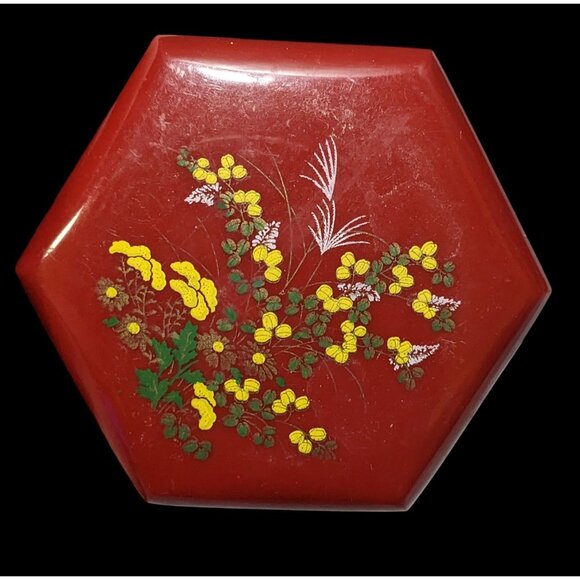 Storage & Organization | Vintage Floral Red Plastic Hexagonal Lidded ...